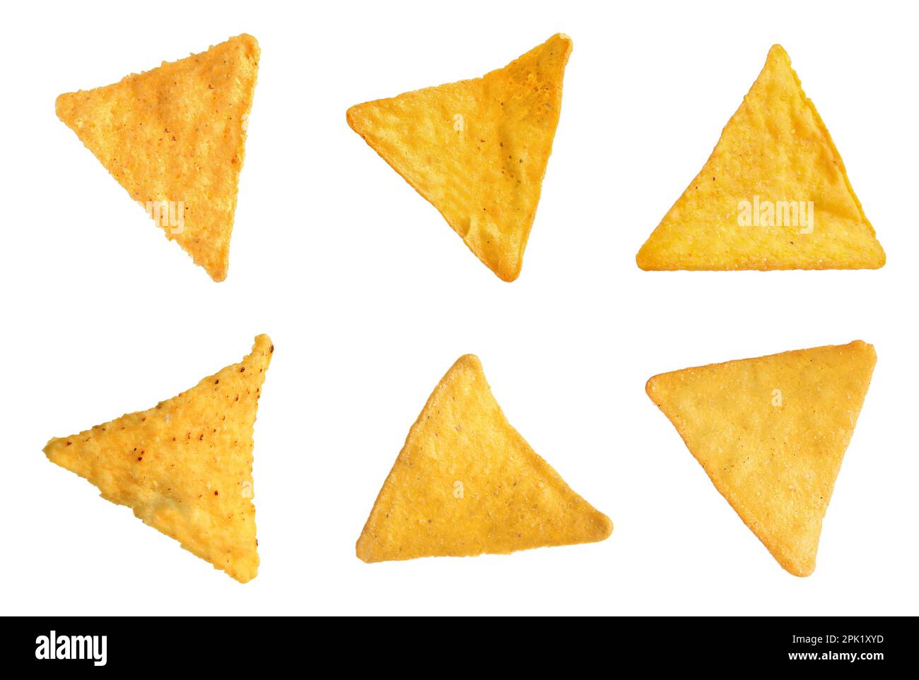Set with tasty tortilla chips (nachos) on white background Stock Photo ...