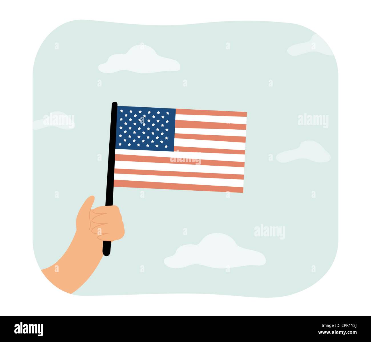USA flag in human hand flat vector illustration Stock Vector Image ...