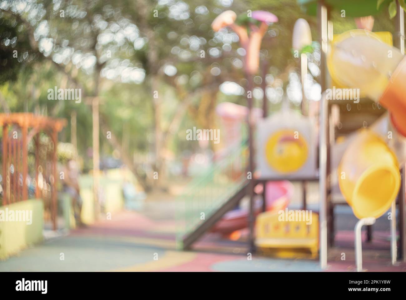 Blurry Green background Blur public playground park, Daycare in nature ...