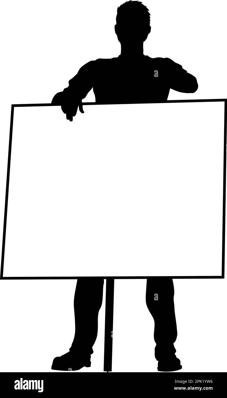 Protest Rally March Picket Sign Silhouette Person Stock Vector Image ...