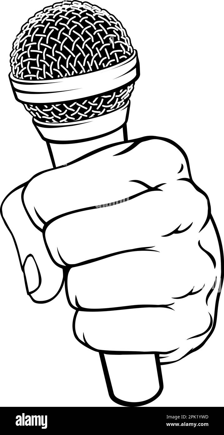 Fist Hand Holding Mic Microphone Cartoon Icon Stock Vector Image & Art ...