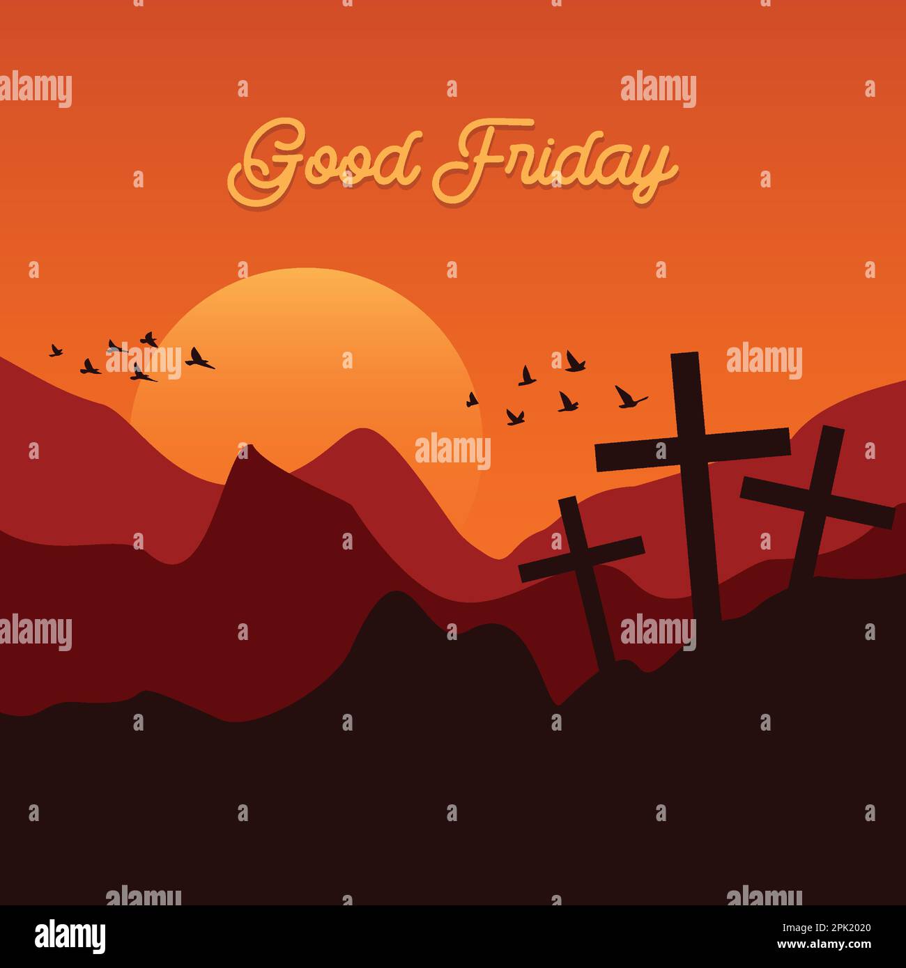 Good Friday Three crosses symbol, happy good friday, vector background ...