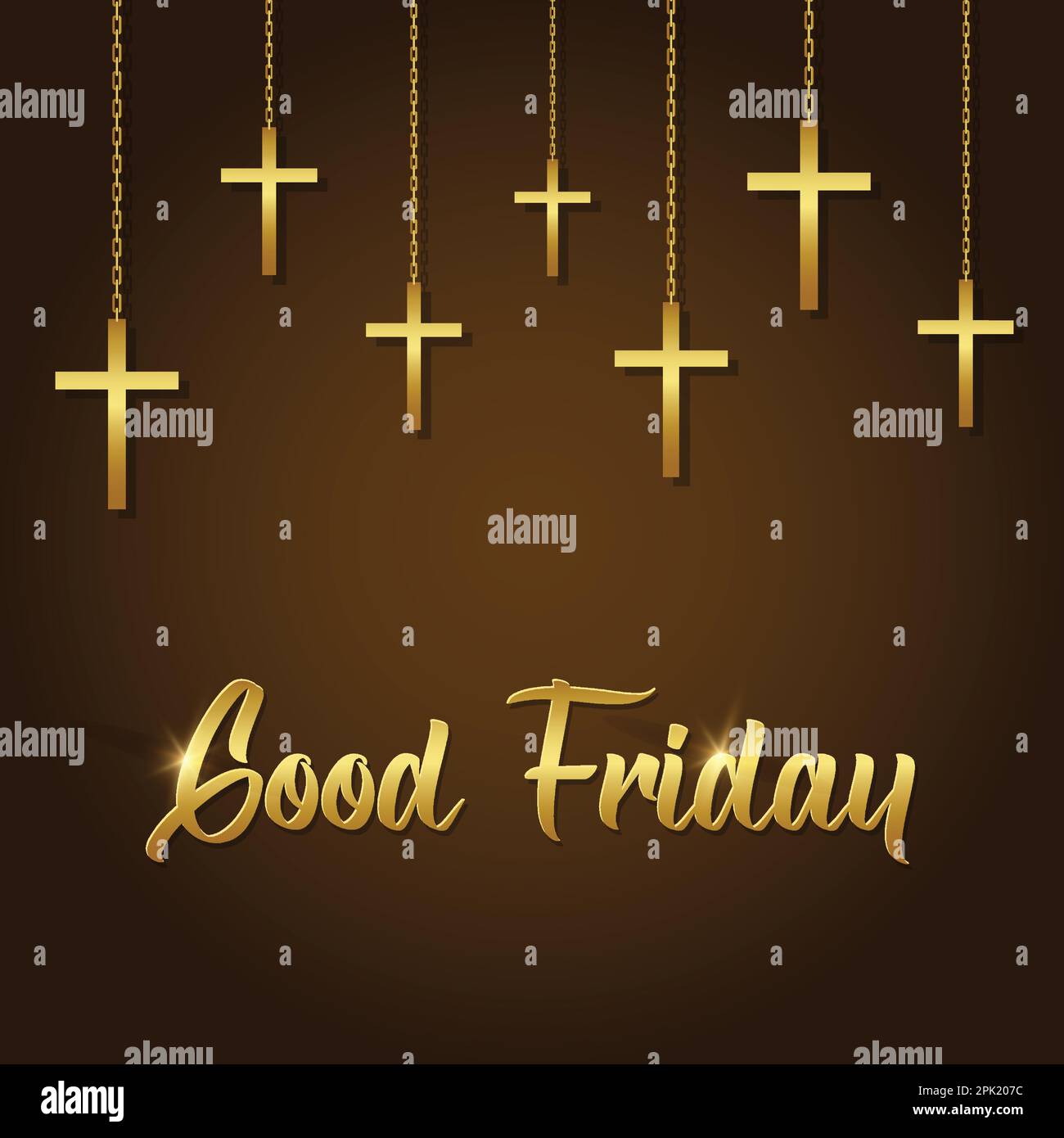 happy good friday text with hanging cross sign on gold color, vector ...