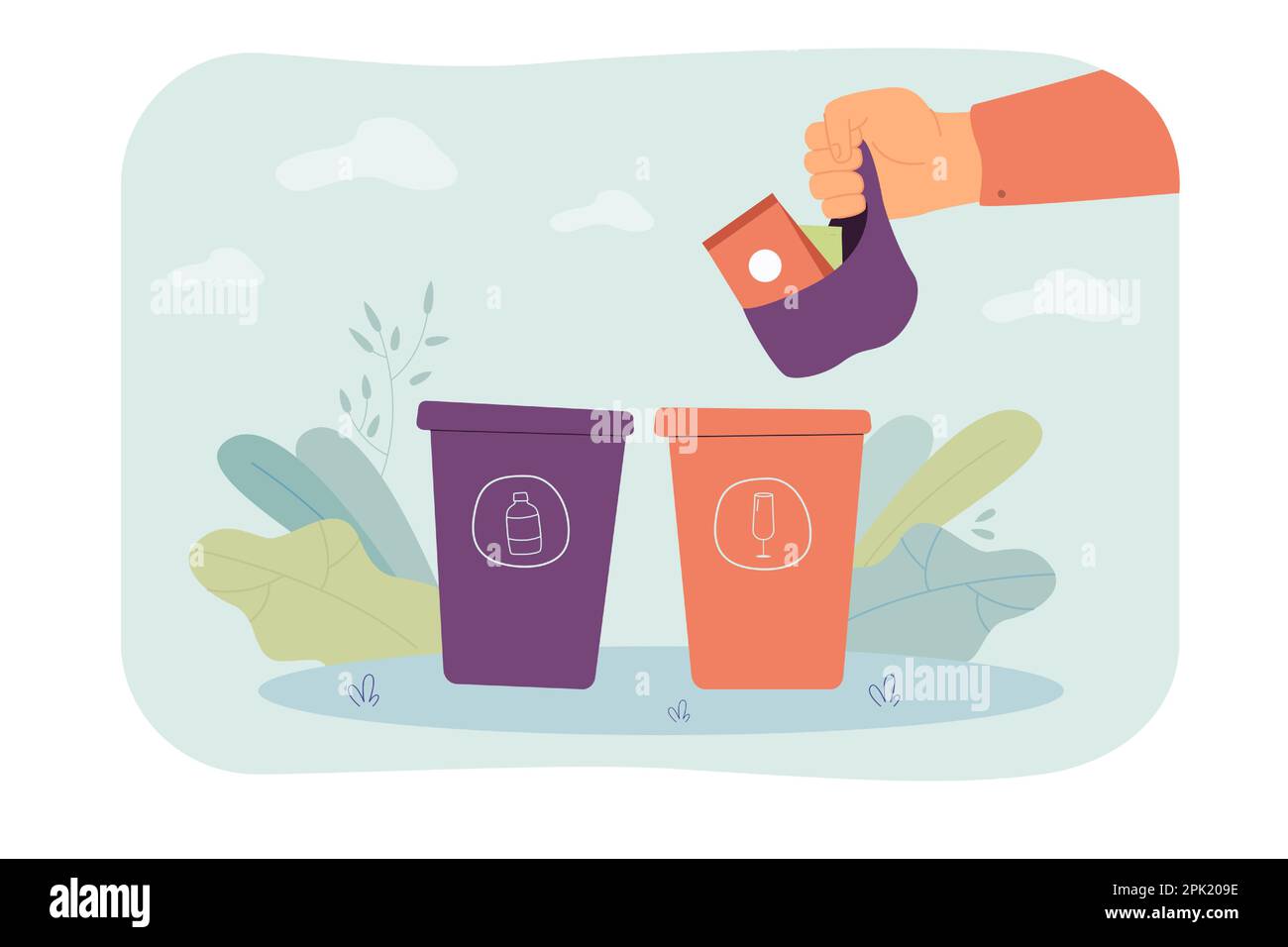 Hand throwing garbage into trash container Stock Vector Image & Art - Alamy