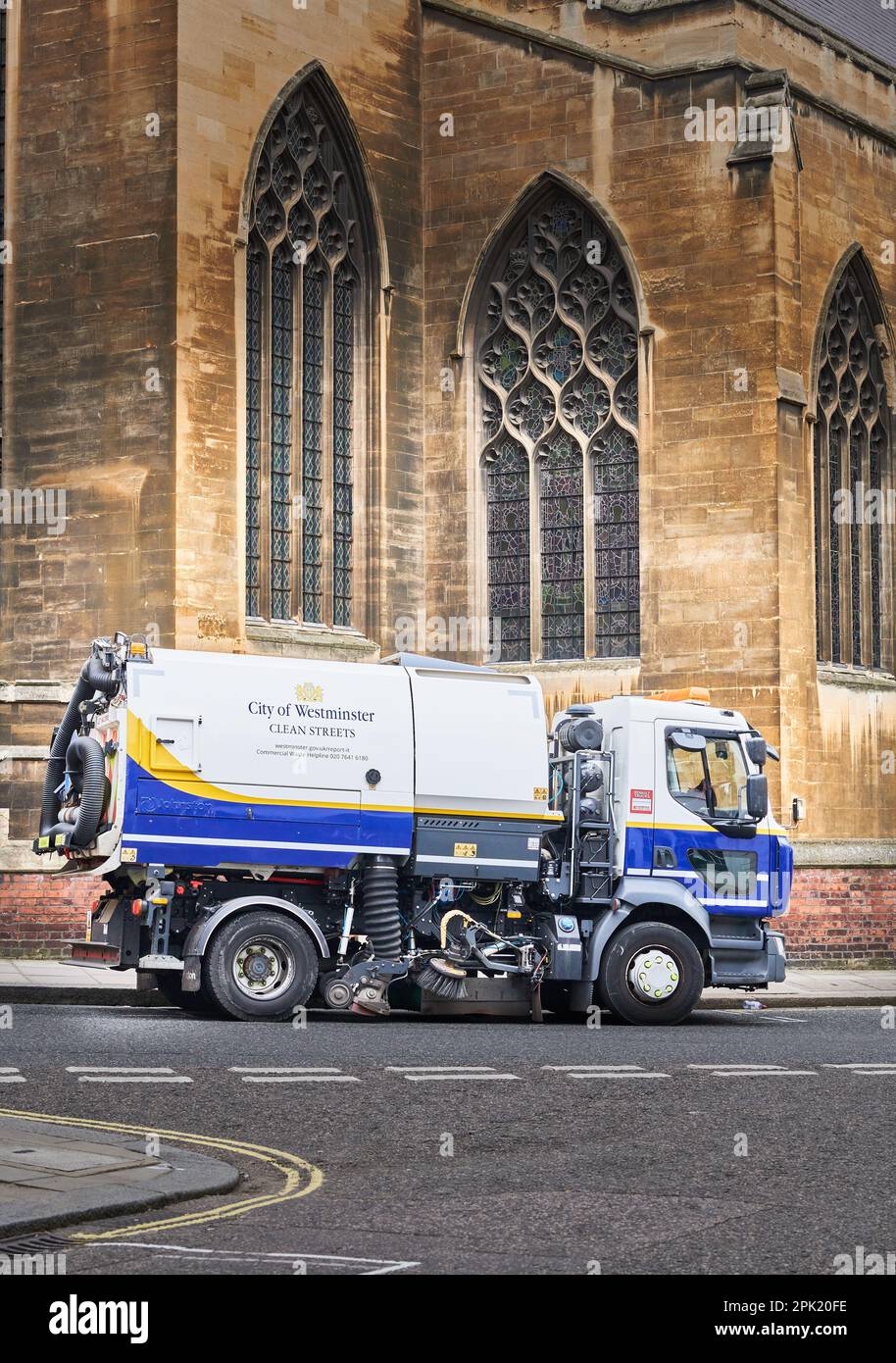 Street cleaning vehicle, Westminster, London, England Stock Photo - Alamy