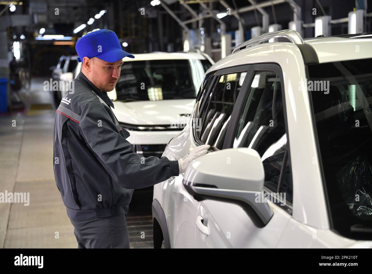 'Moscow. New electric vehicles 'Moskvich 3e' are presented at the ...