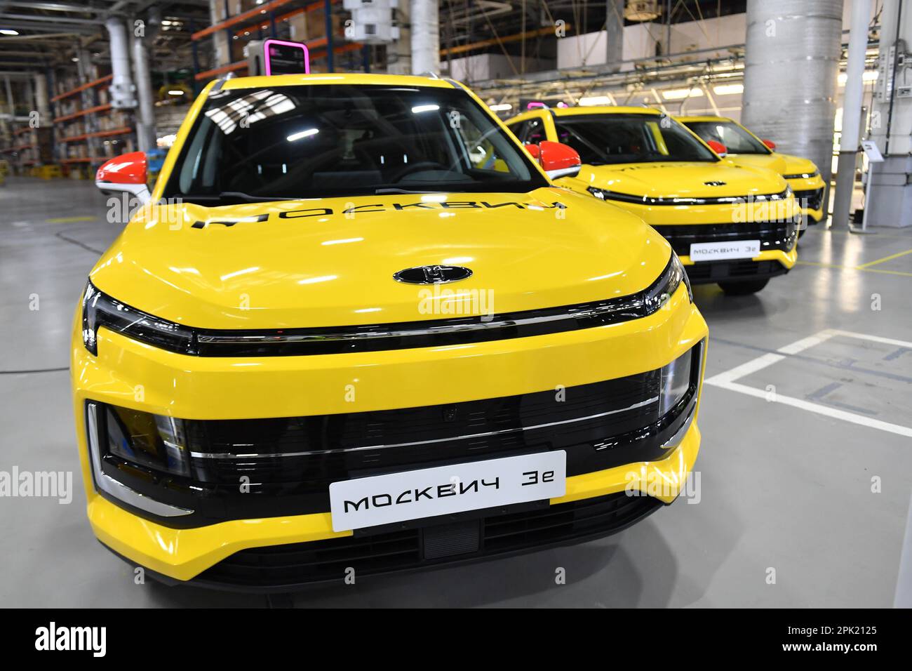 'Moscow. New electric vehicles 'Moskvich 3e' for electric taxis are ...