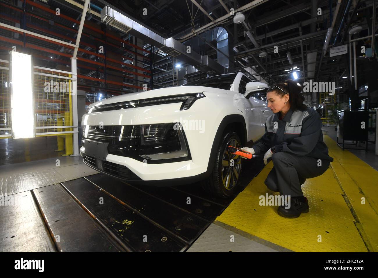 'Moscow. New electric vehicles 'Moskvich 3e' are presented at the ...