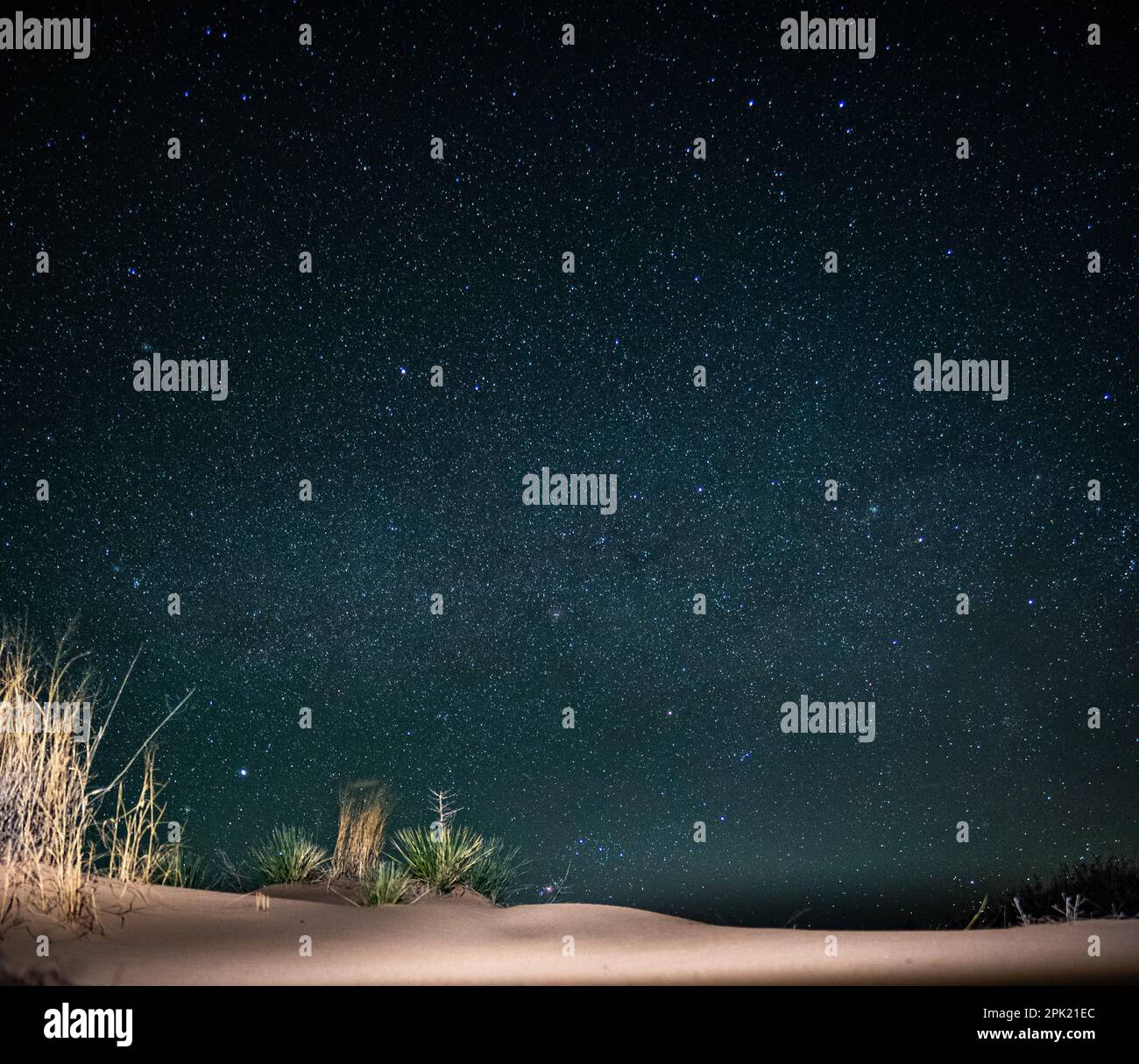A beautiful starry night sky over the Mescalero sand dunes, New Mexico ...