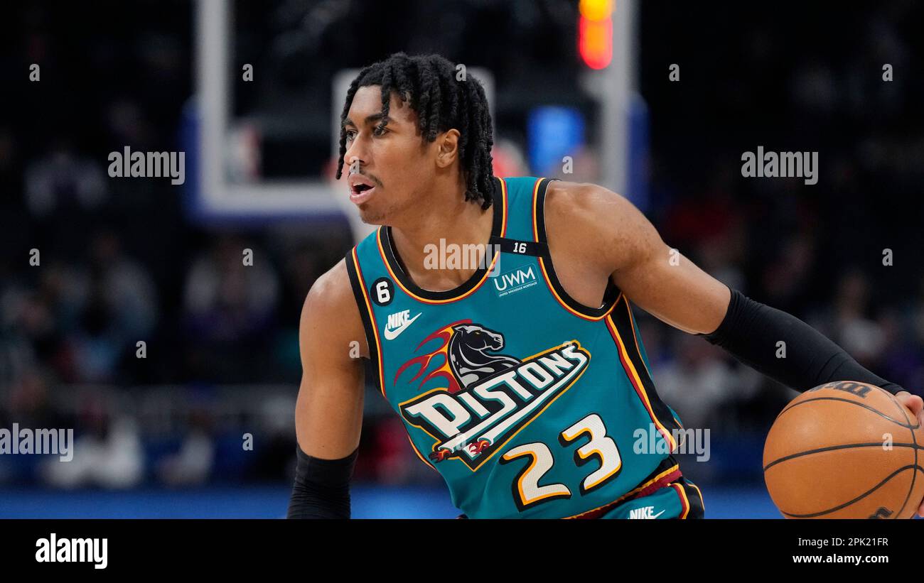 Detroit Pistons guard Jaden Ivey plays during the first half of an NBA ...