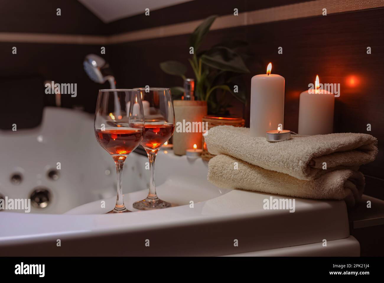 Romantic Bathtub With Wine
