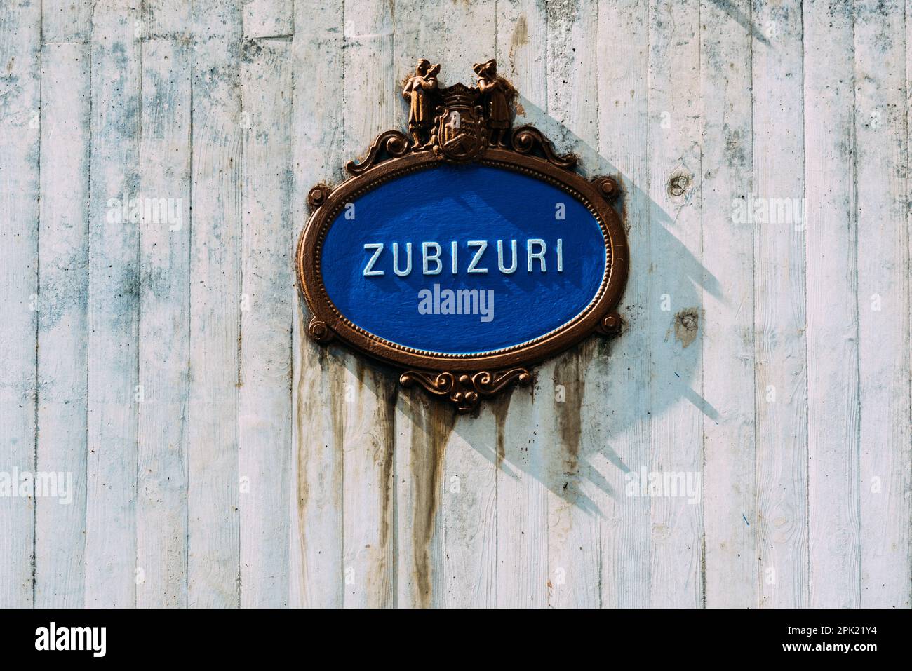 Bilbao, Spain - April 3, 2023: Sign of the iconic Zubizuri pedestrian ...