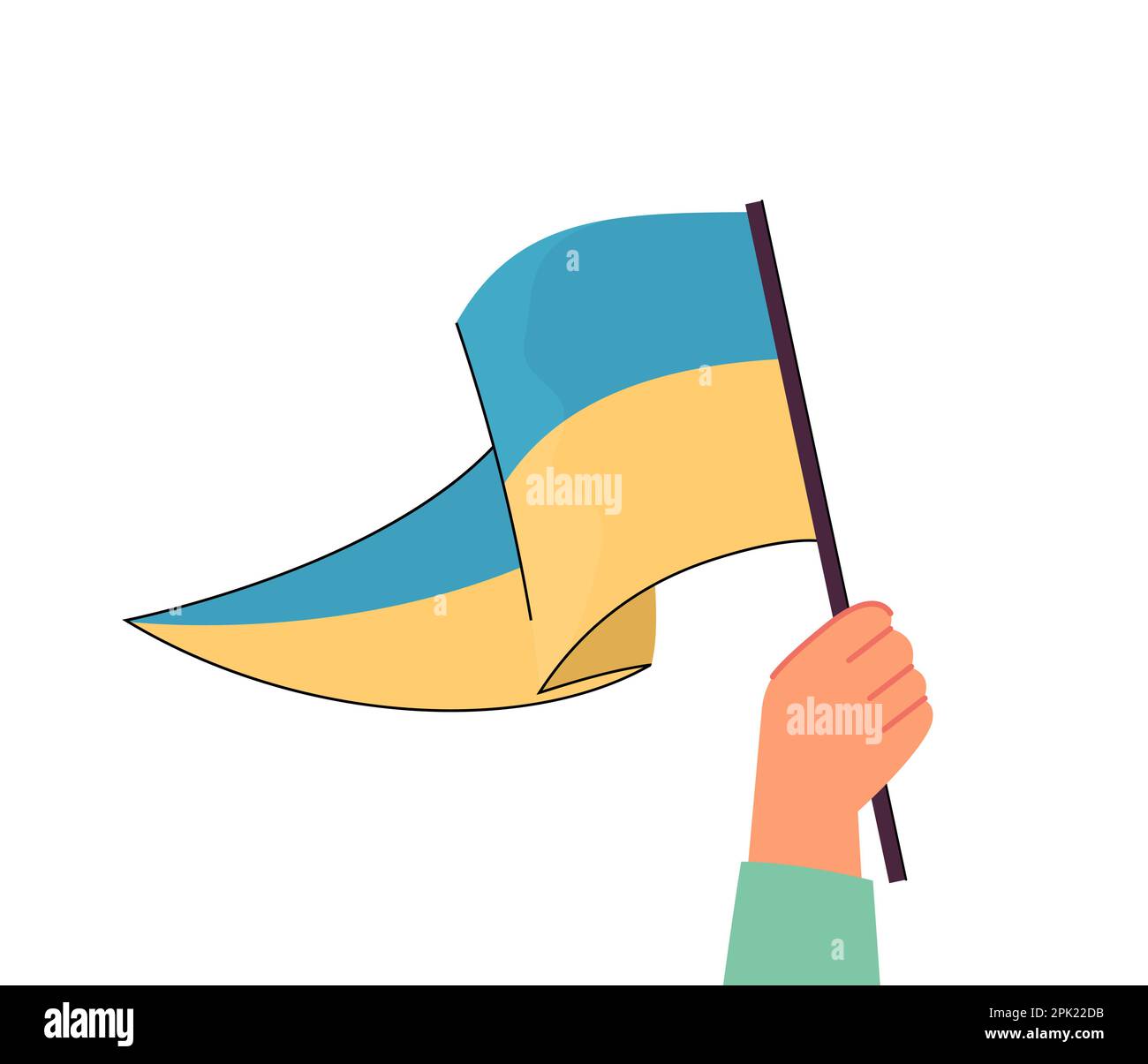 Ukrainian flag in human hand flat vector illustration Stock Vector ...