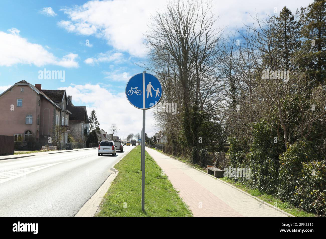 Traffic sign Compulsory Track For Pedestrians and Bicycles on city ...