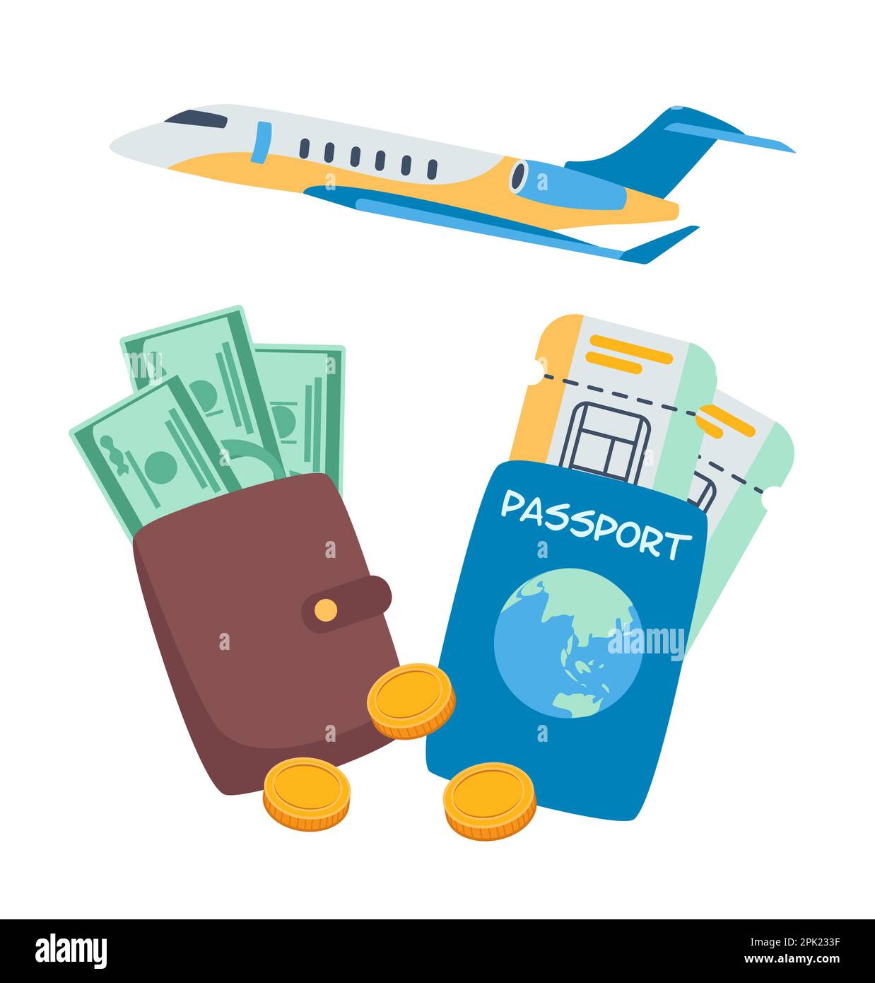 Traveling by air elements vector illustrations set Stock Vector Image ...