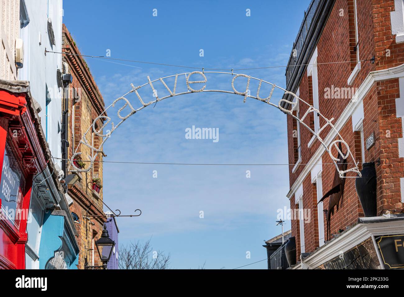 The sign for Folkestone’s Creative Quarter on the Old High Street Stock ...