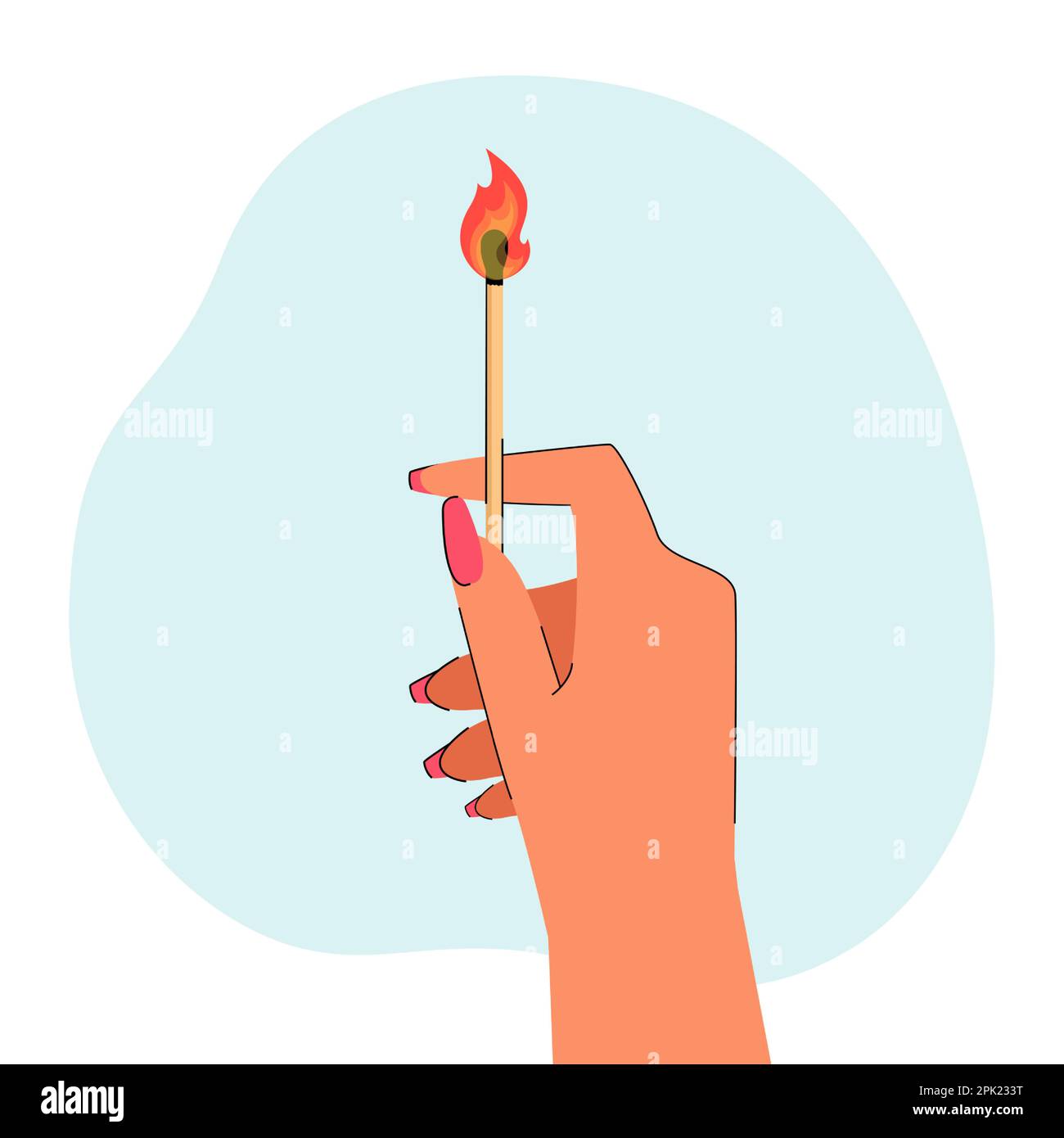 Hand holding burning wooden match Stock Vector Image & Art - Alamy