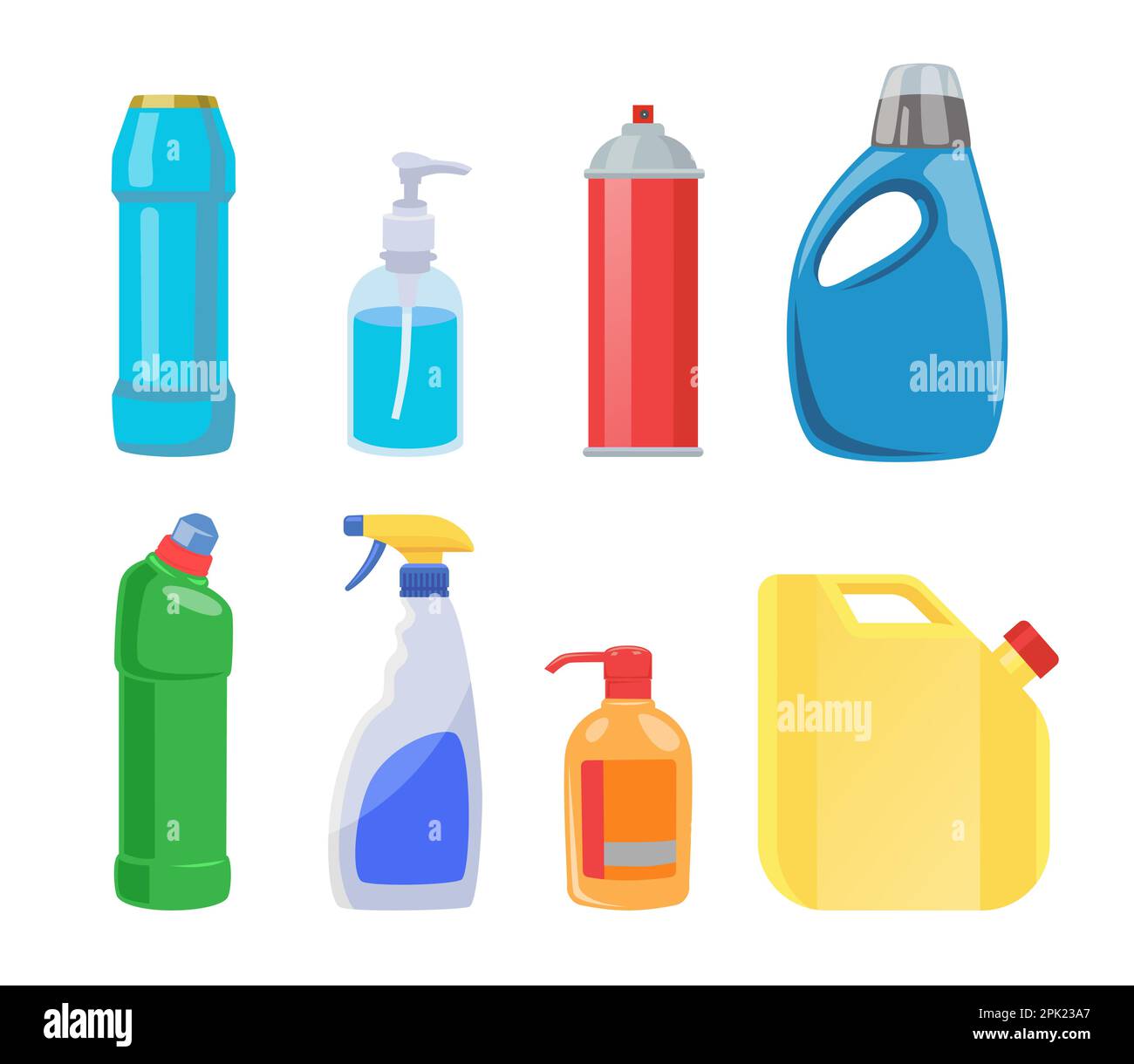 Bottles for cleaning products flat vector illustrations set Stock ...