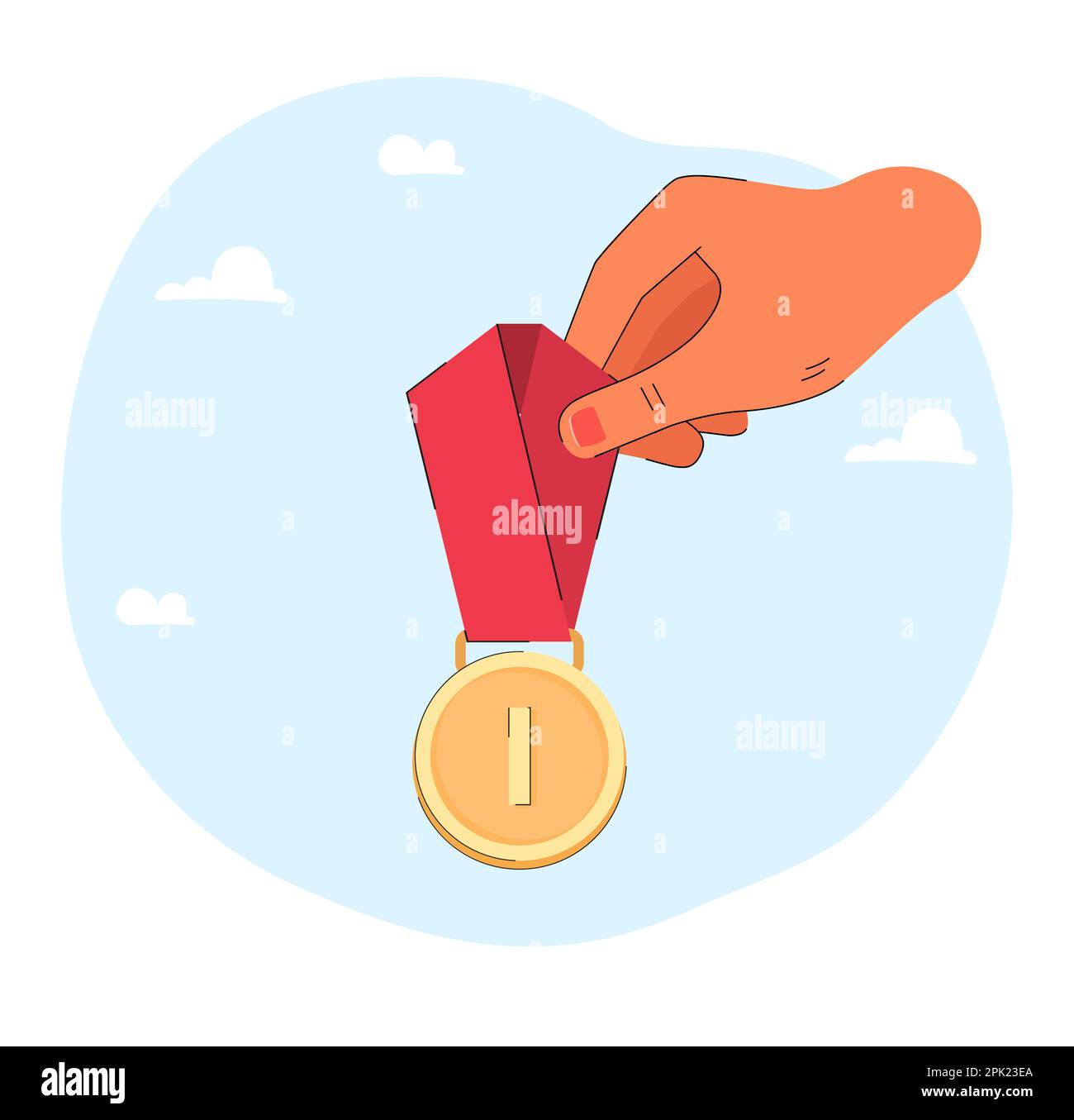 Hand holding gold medal for first place Stock Vector Image & Art - Alamy