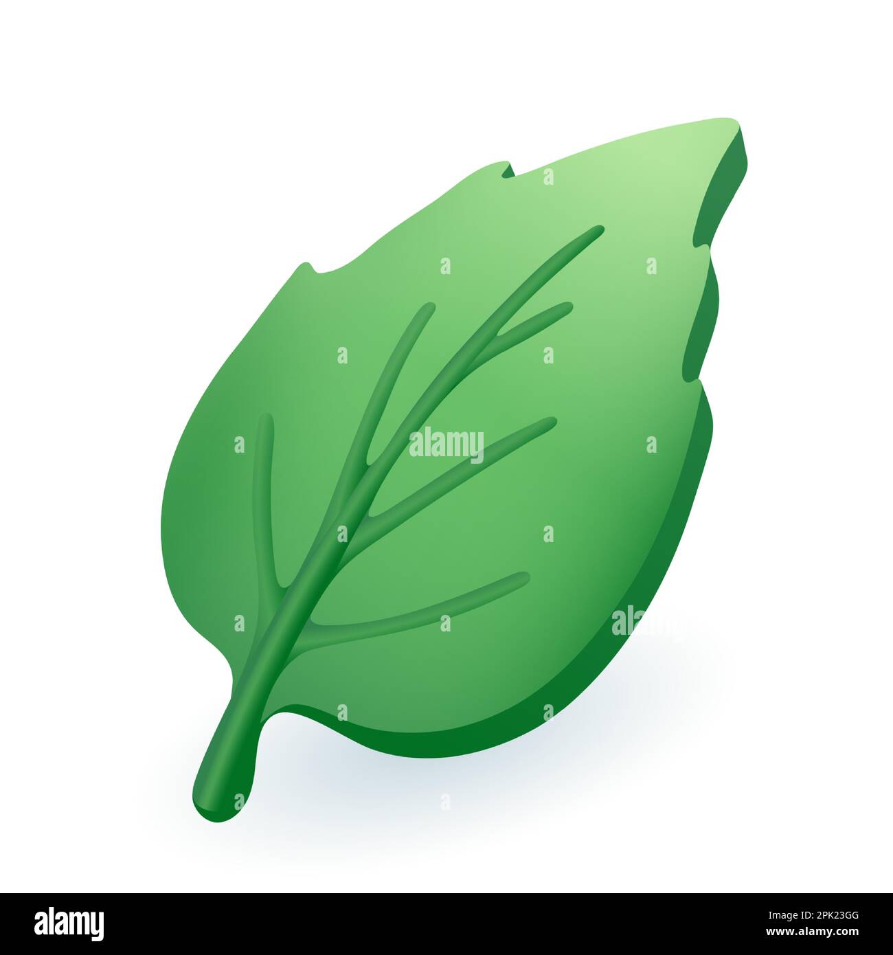 3d cartoon style green leaf icon on white background Stock Vector Image ...