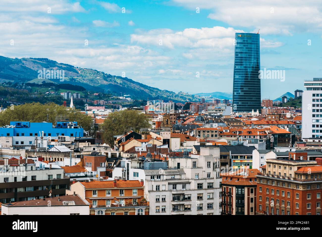 Bilbao, Spain - April 3, 2023: Bilbao aerial panoramic view. Bilbao is ...