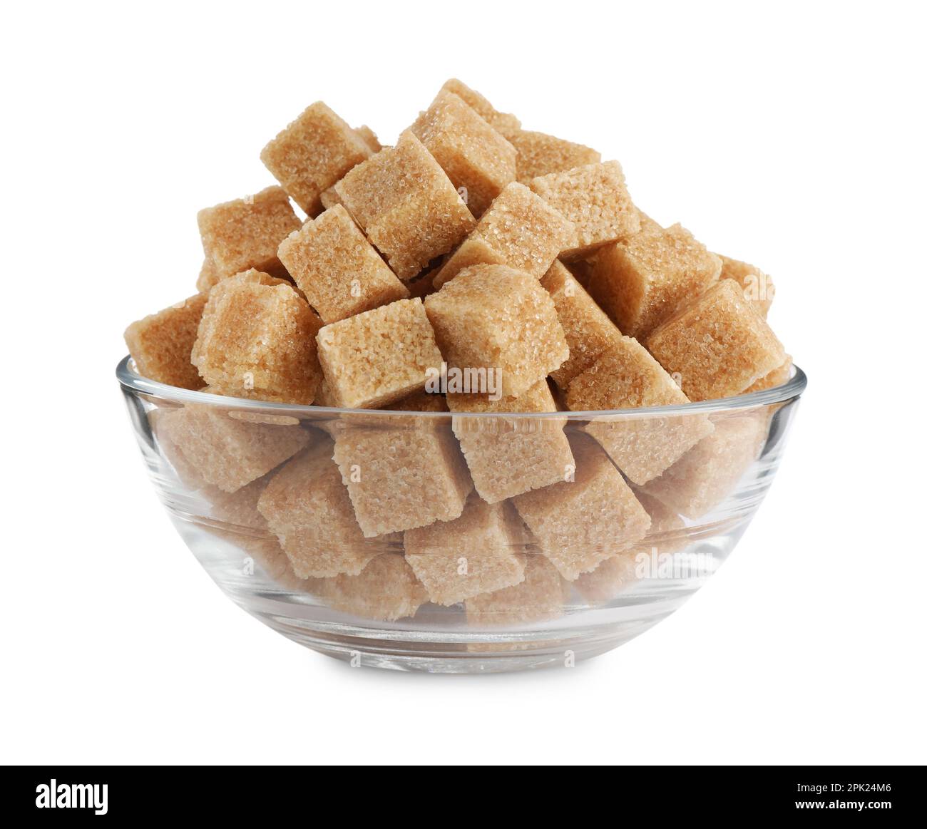 Bowl with cubes of brown sugar isolated on white Stock Photo - Alamy
