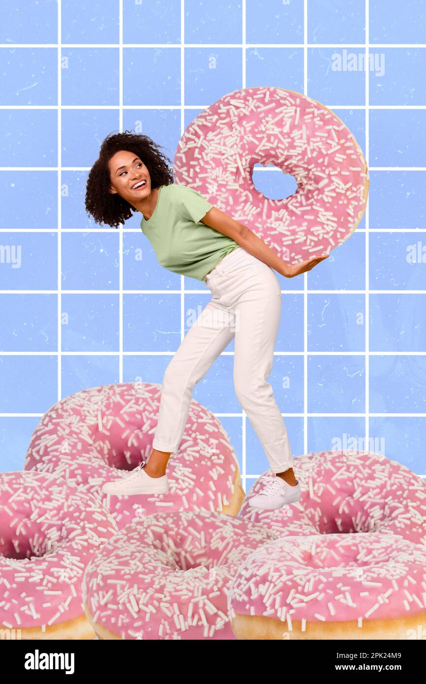 3d retro abstract creative artwork template collage of funky funny lady ...