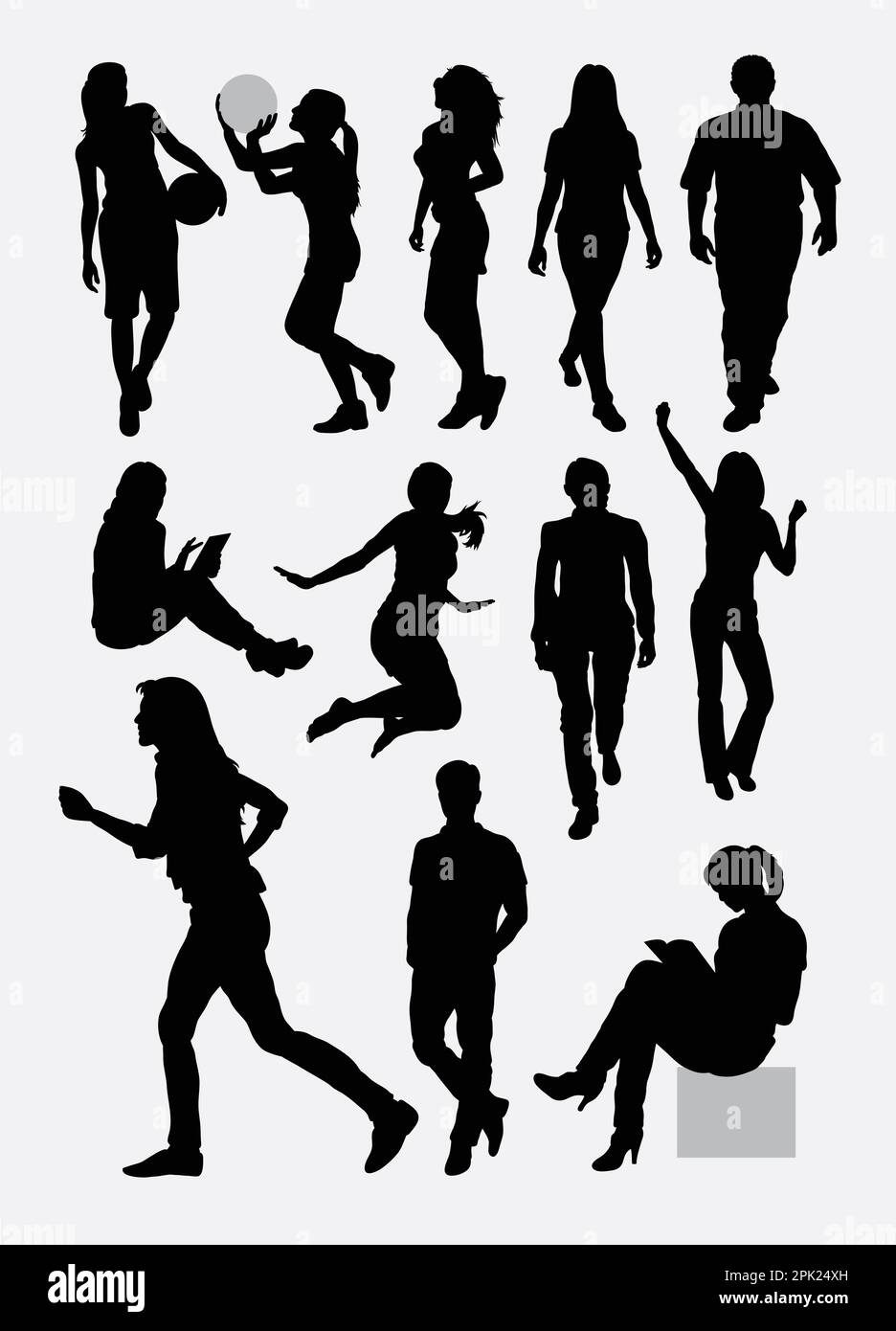 Male and female people activity silhouettes Stock Vector Image & Art ...