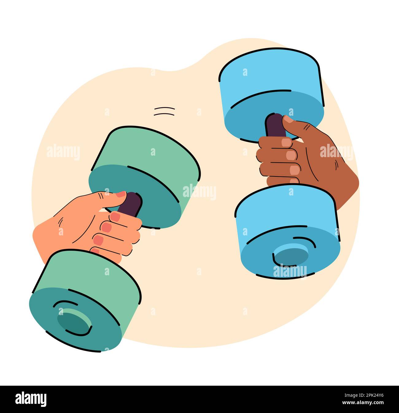 Hands holding dumbbells flat vector illustration Stock Vector Image ...