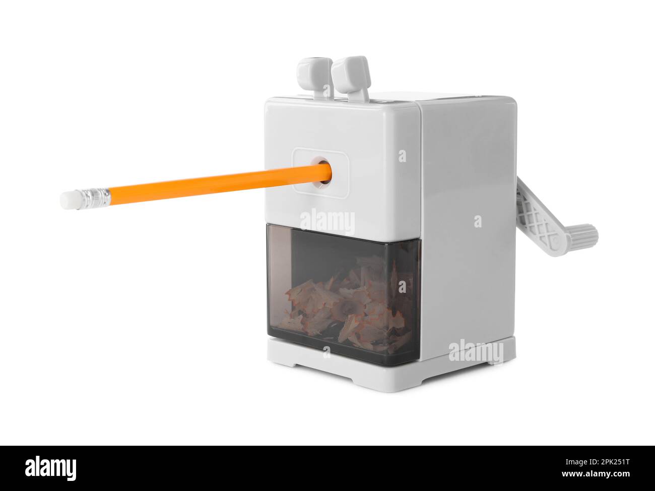 Mechanical rotary sharpener with pencil isolated on white Stock Photo ...