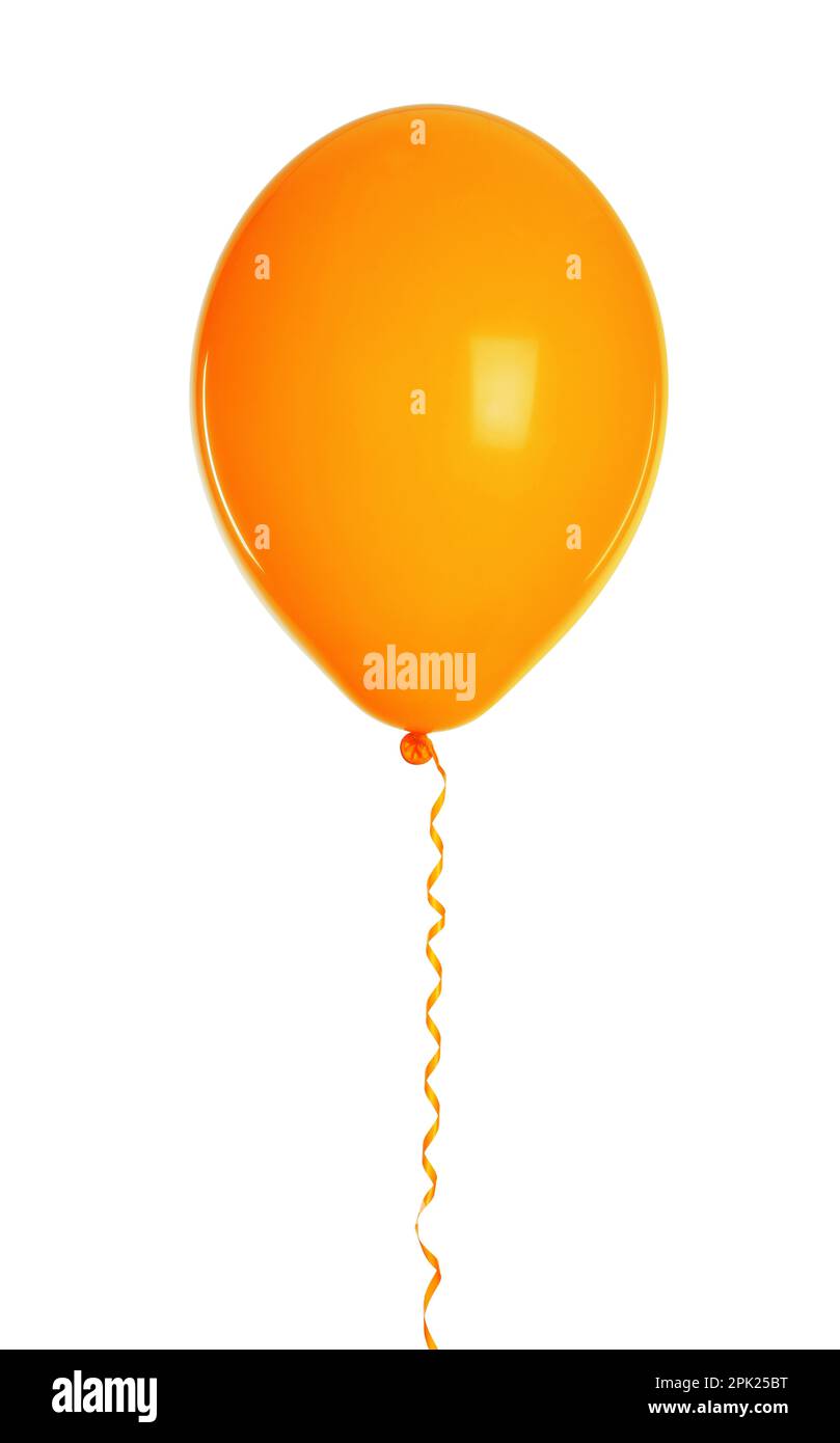 Orange balloon with ribbon isolated on white Stock Photo - Alamy