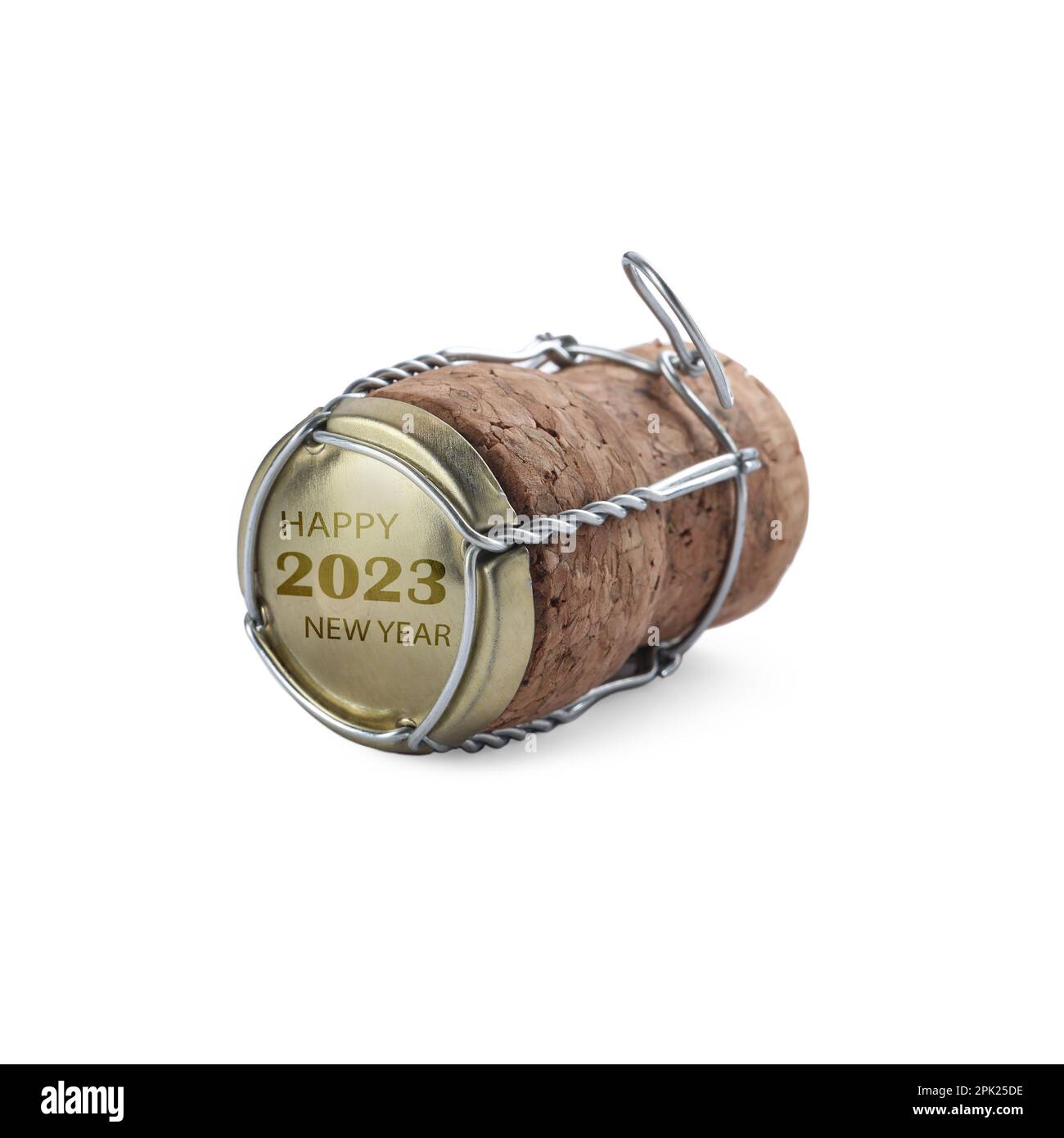 Cork of sparkling wine and muselet cap with engraving Happy 2023 New ...