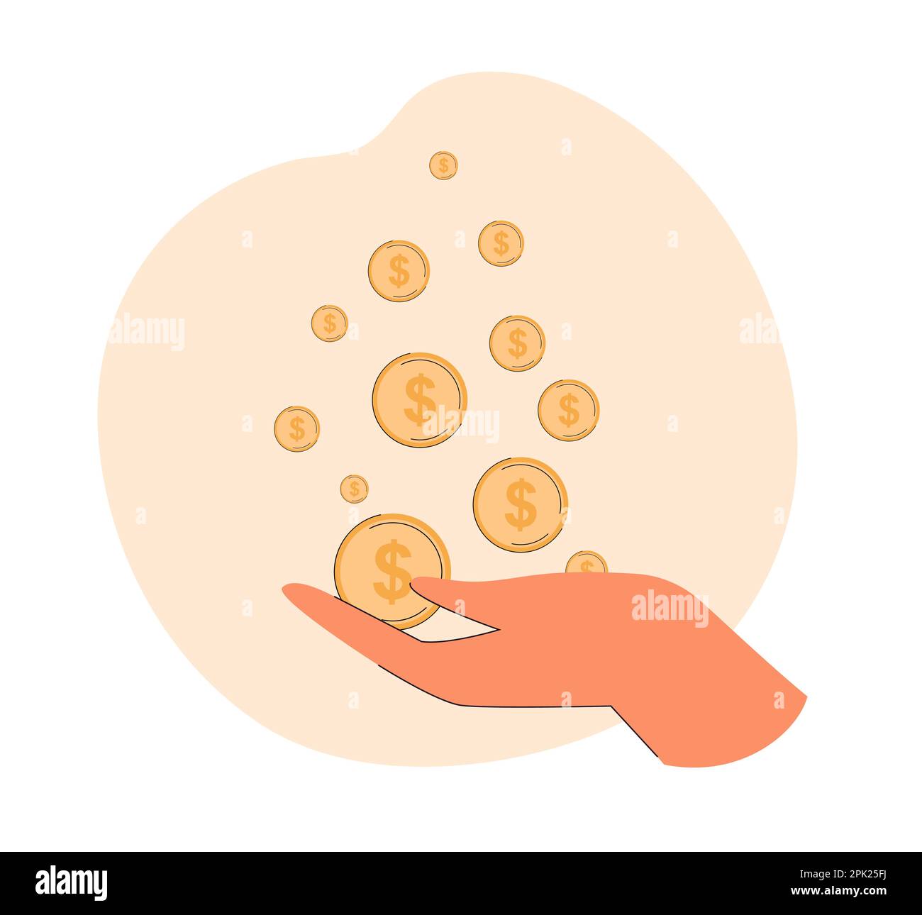Coins falling hand Stock Vector Images - Alamy