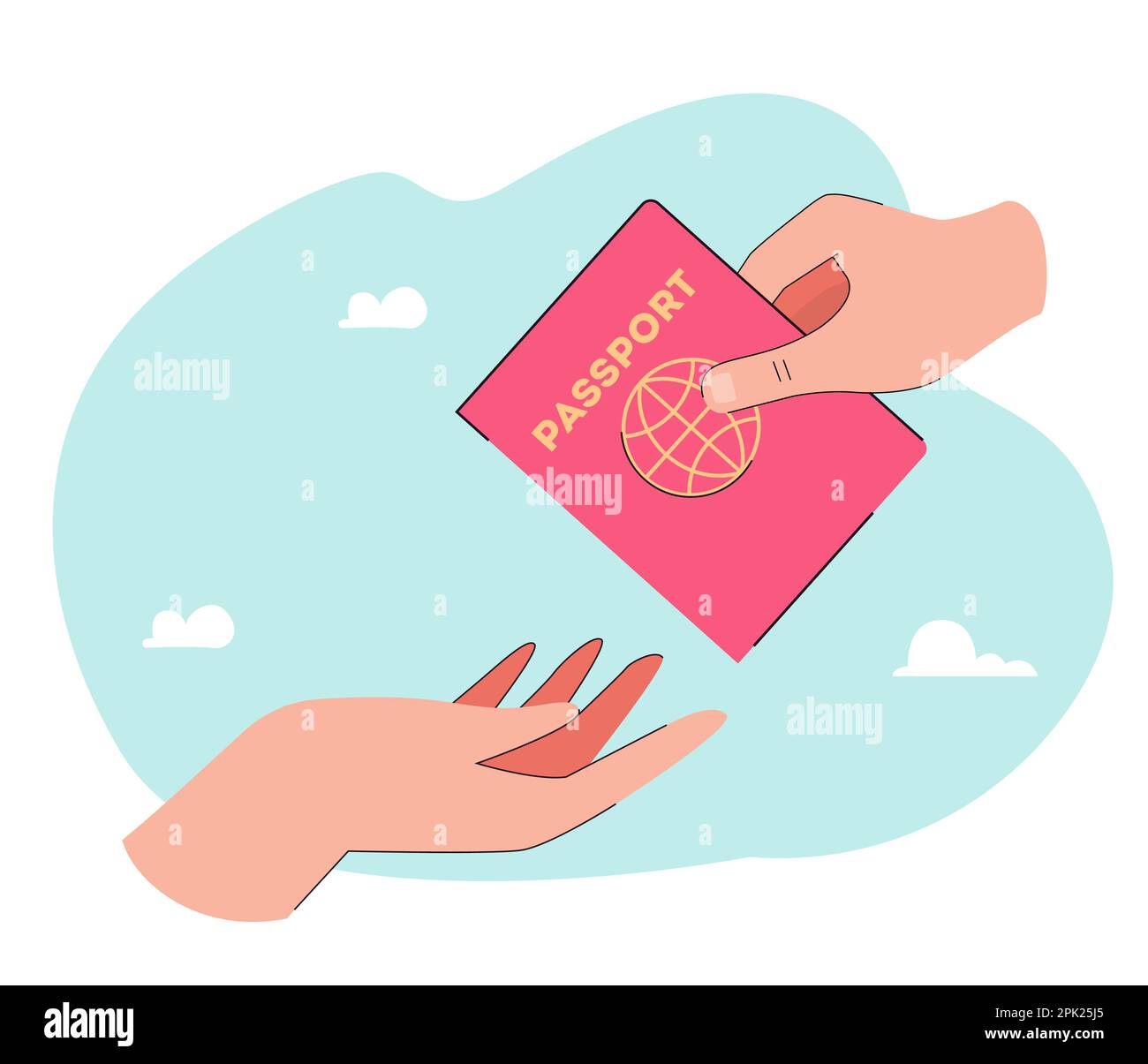 Hand giving passport with red cover to person Stock Vector Image & Art ...