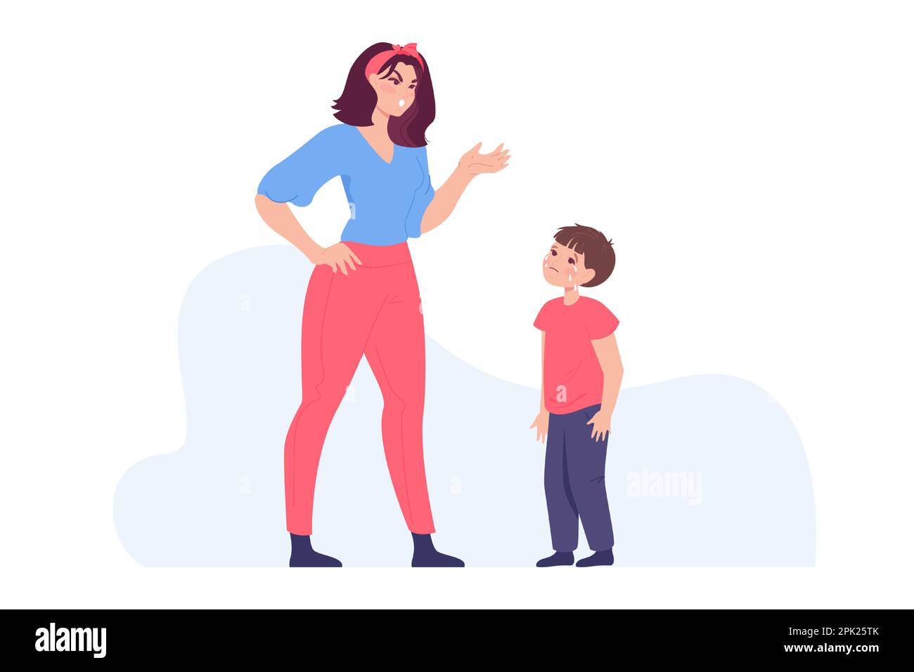 Angry Mother Screaming At Upset Son In Argument Stock Vector Image