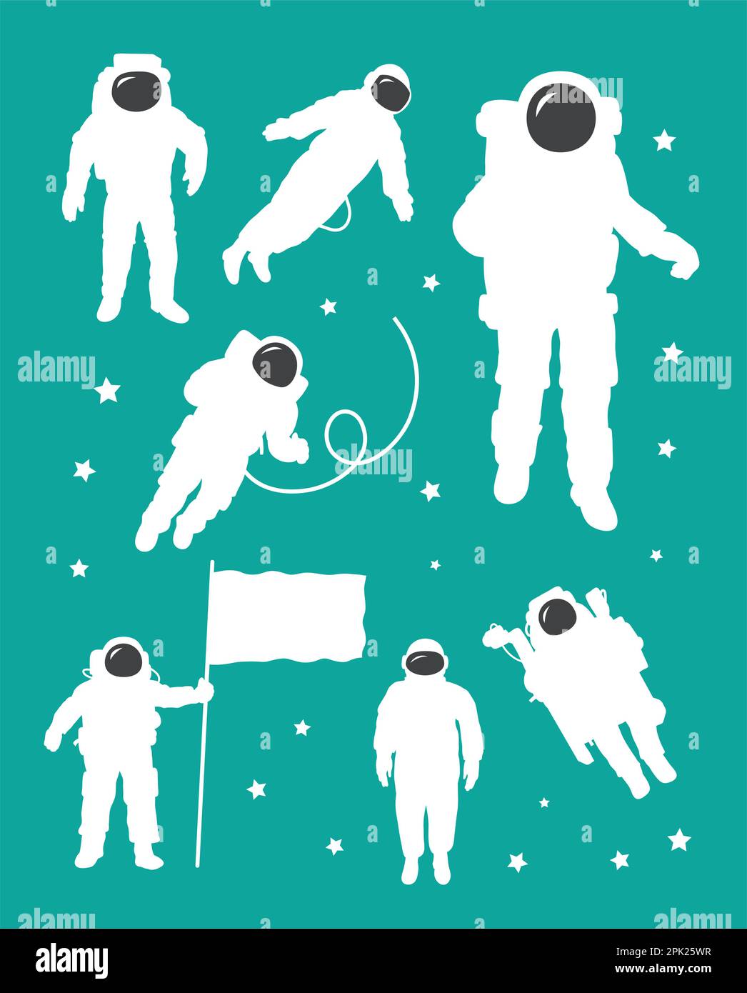 Astronaut In Outer Space Silhouettes Stock Vector Image And Art Alamy