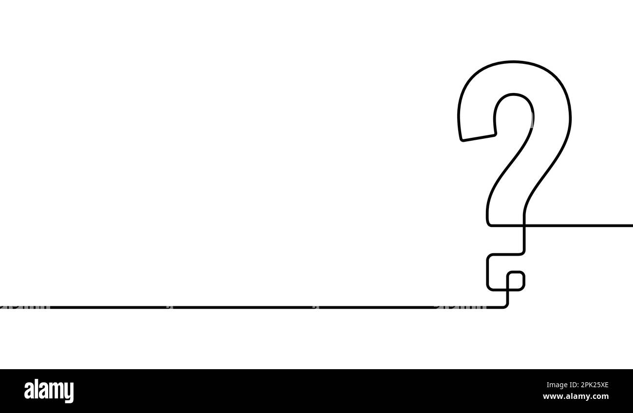 Question mark continuous one line. Hand drawn black quastion mark ...
