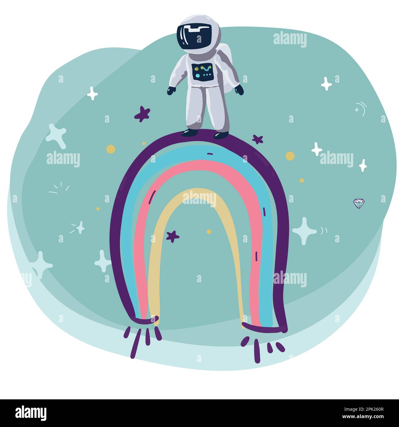 Astronauts characters set in flat cartoon style. Human spaceman and a ...