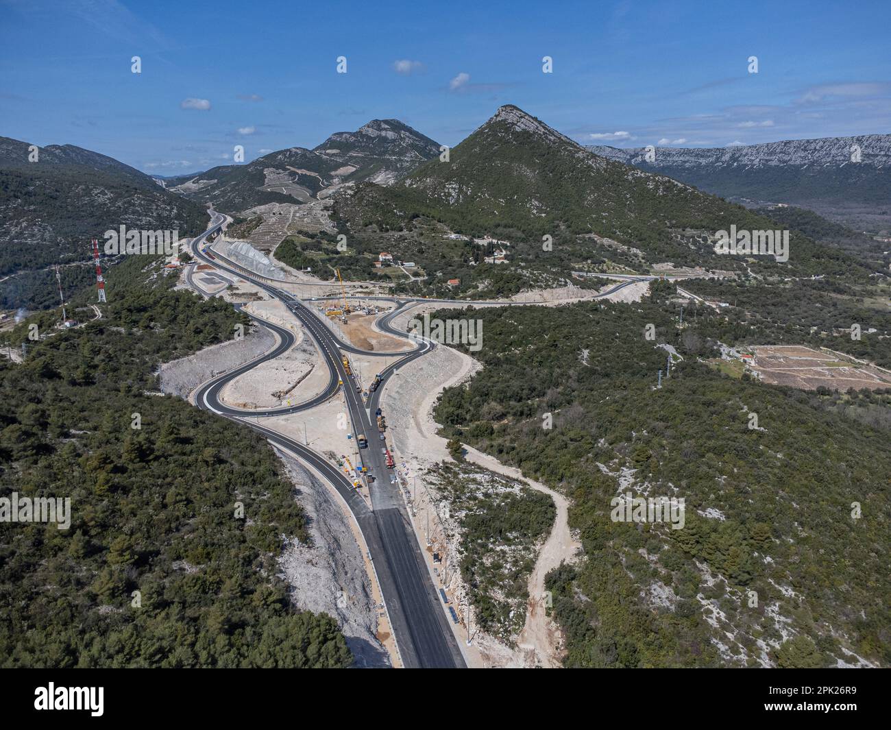 Aerial view of the traffic junction Prapratno. Access roads to the ...