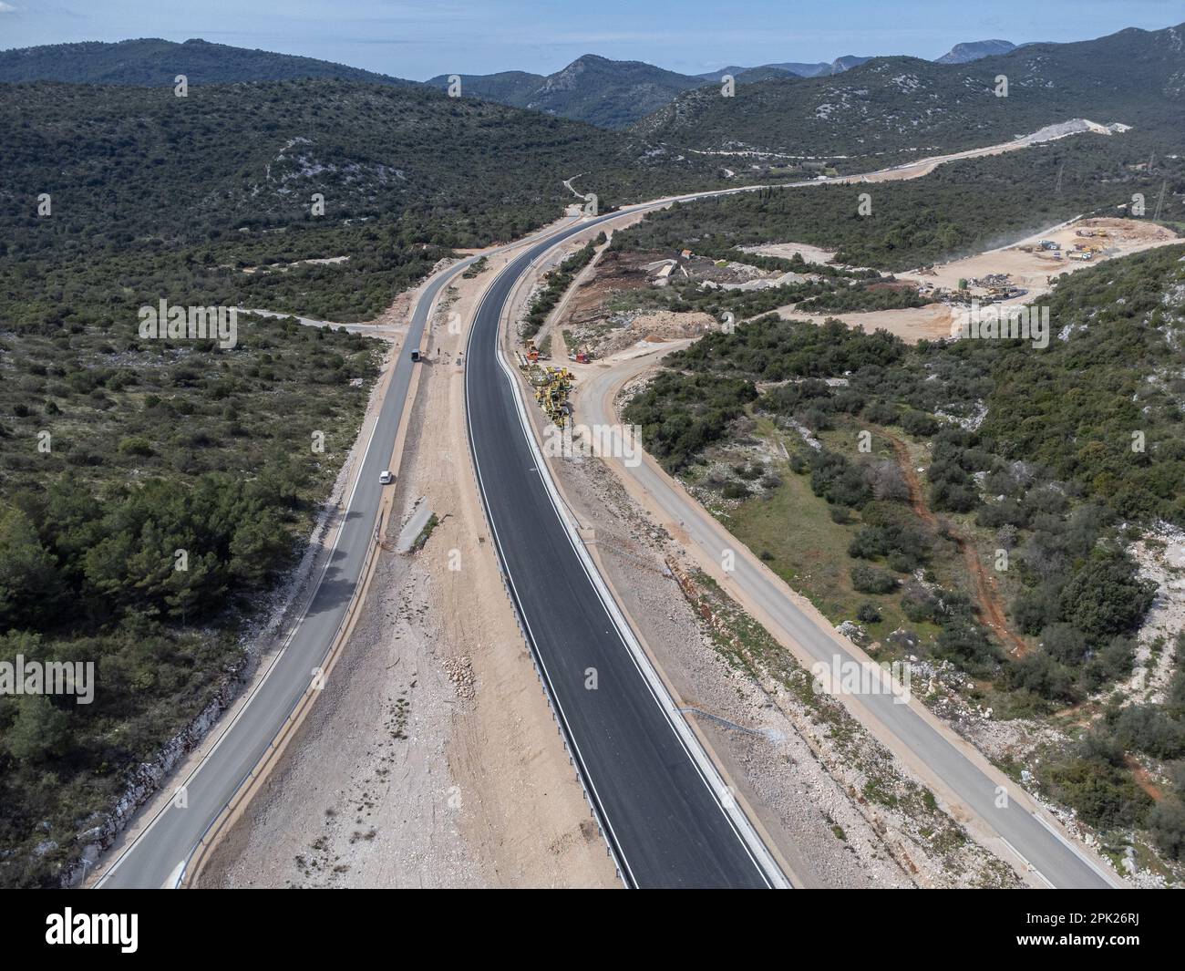 Aerial view of the traffic junction Zaton Doli. Access roads to the ...