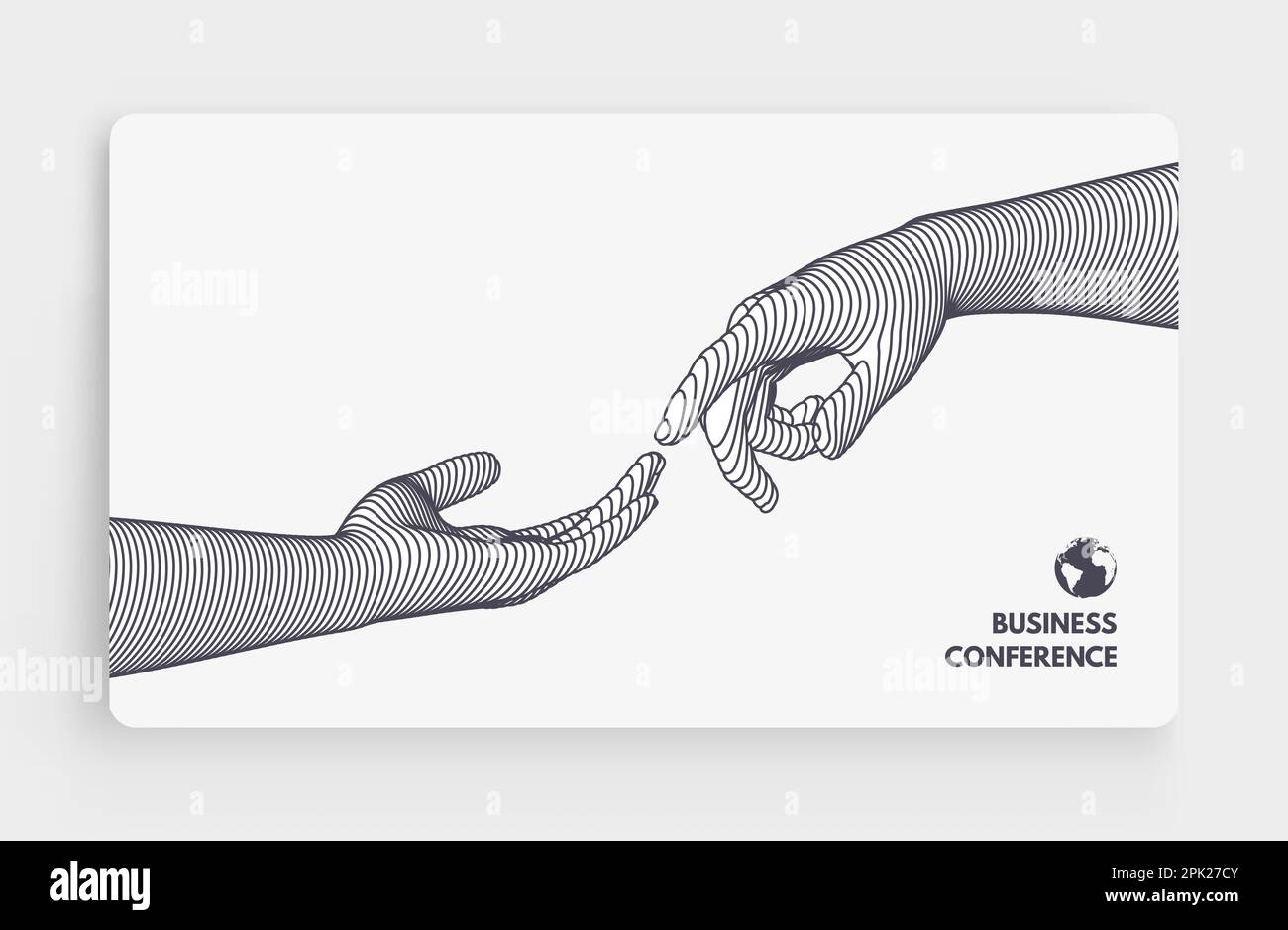 Business event invitation template. Hands reaching towards each other ...