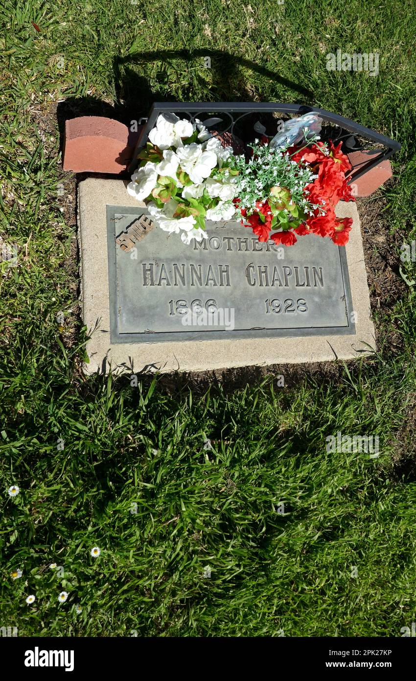 Los Angeles, California, USA 4th April 2023 Hannah Chaplin's Grave in Garden of Legends at ...