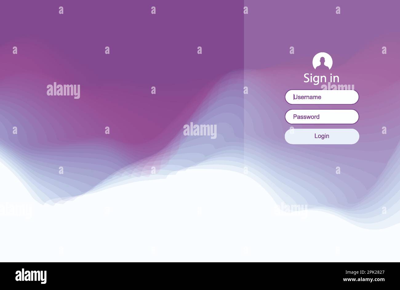 Login user interface. Realistic landscape with waves. Water surface ...