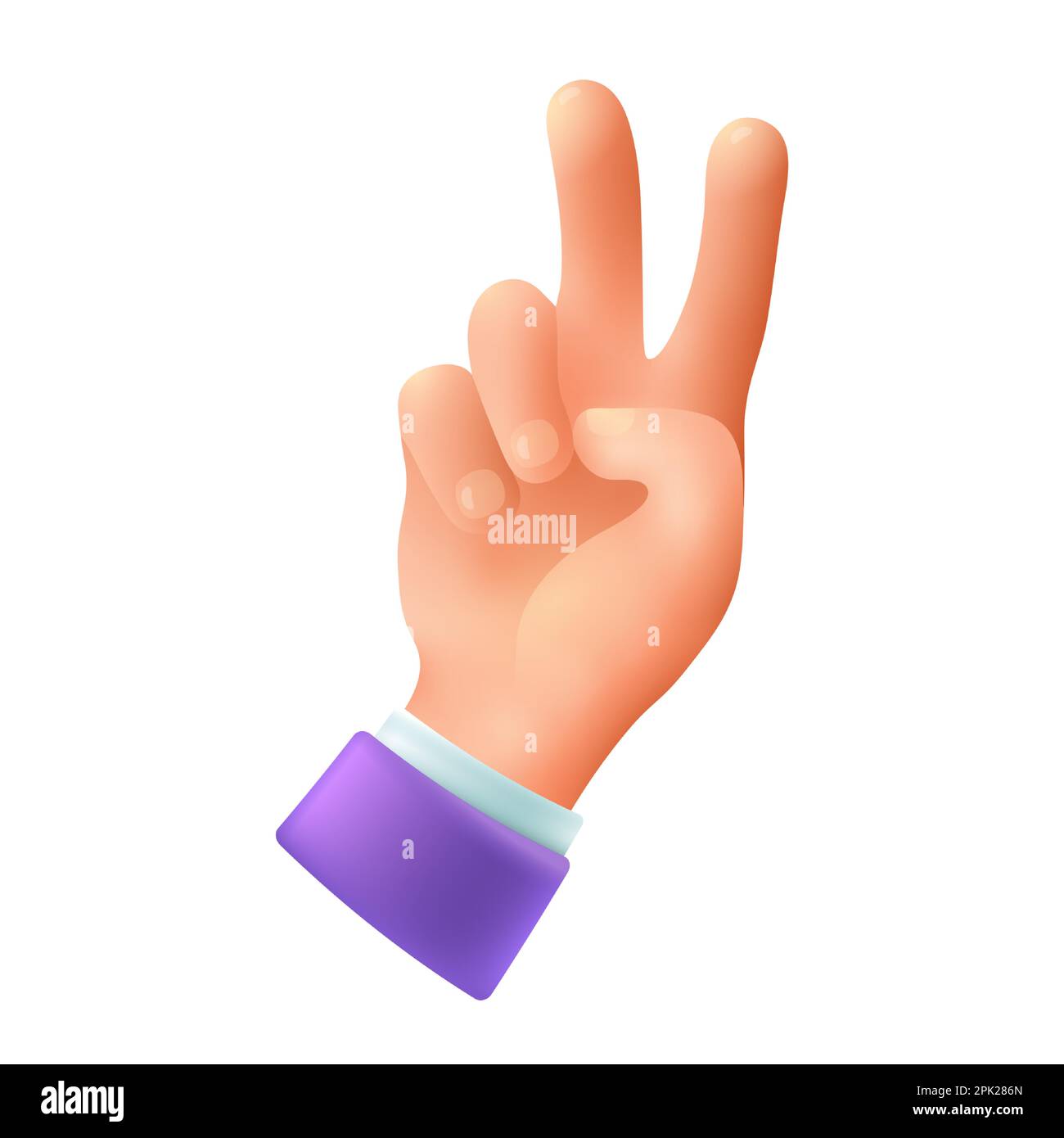 Peace hand gesture 3d cartoon style icon on white background Stock ...