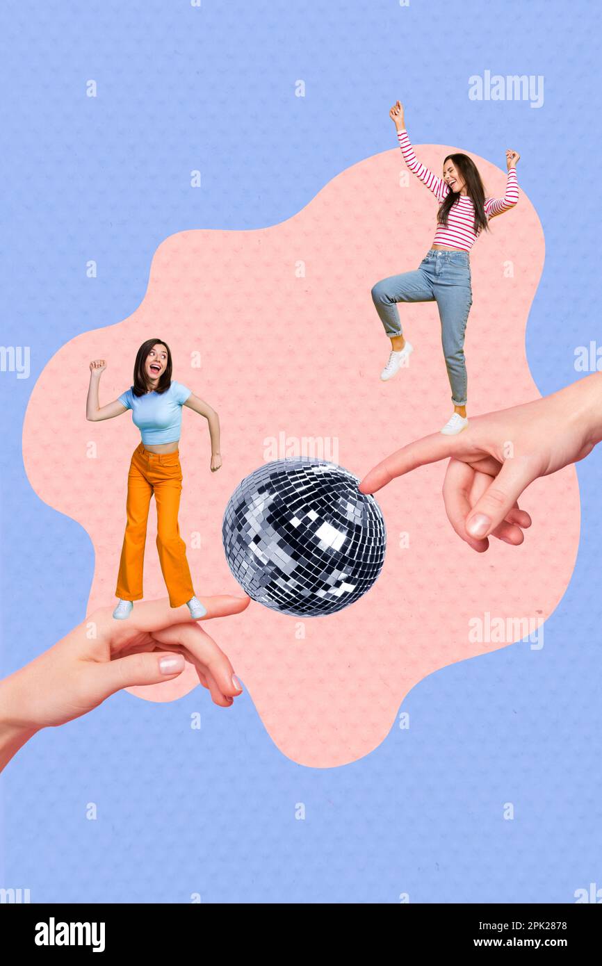 Vertical collage photo picture image poster artwork of cheerful ...