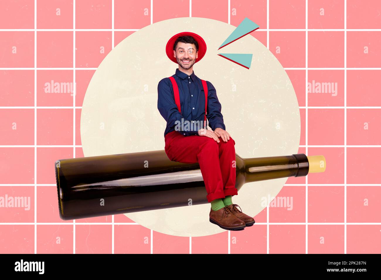 Creative photo collage art poster of young smiling positive man ...