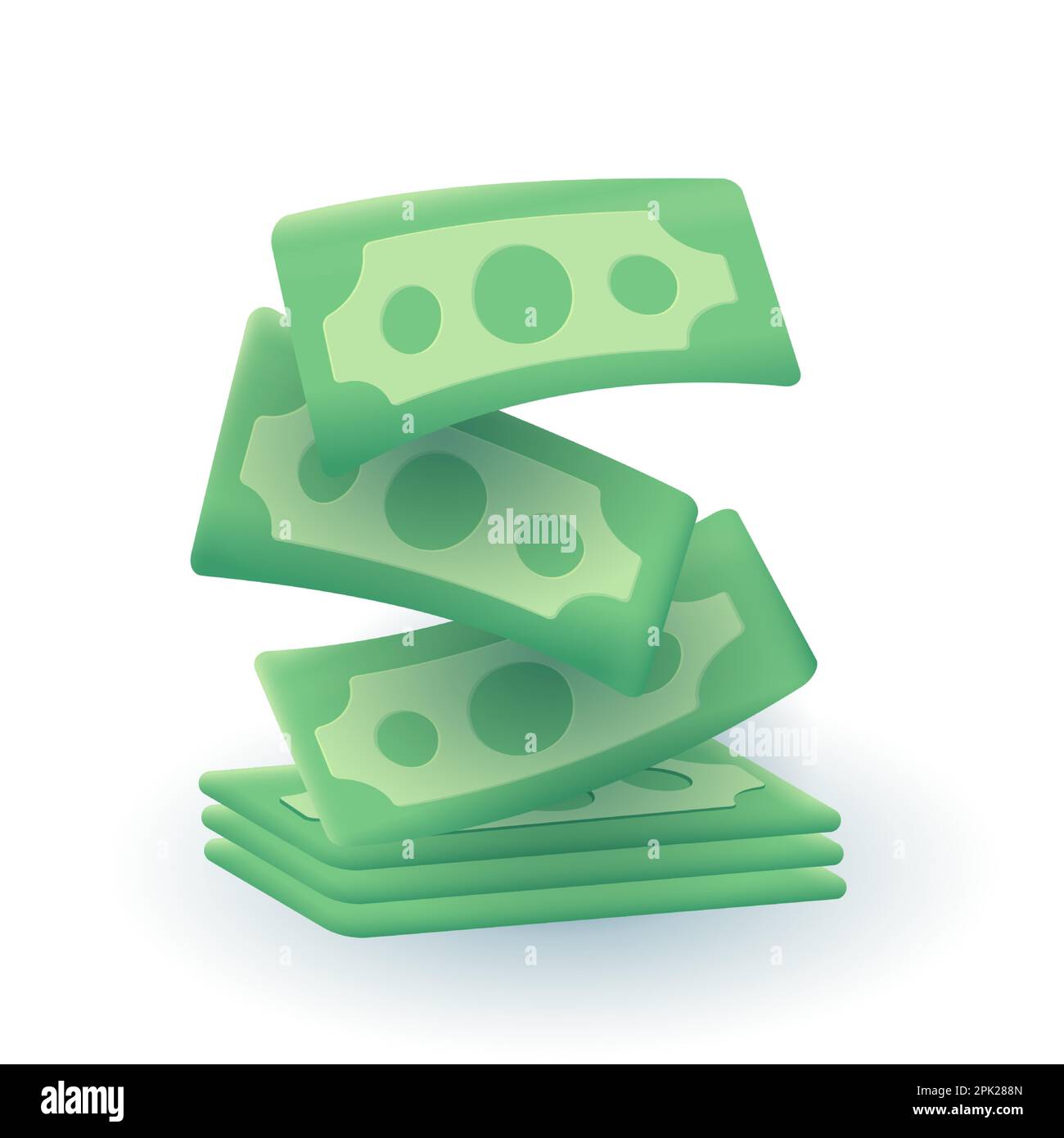 Stack of banknotes 3d cartoon style icon on white background Stock ...