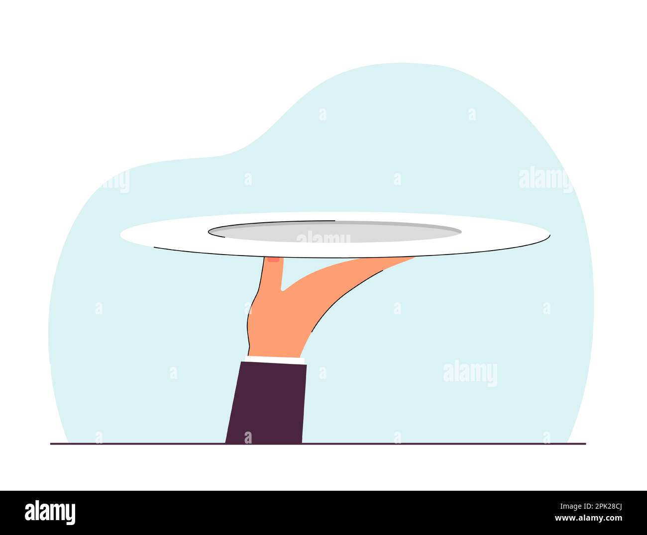 Hand of waiter, chef or butler holding empty tray Stock Vector Image ...