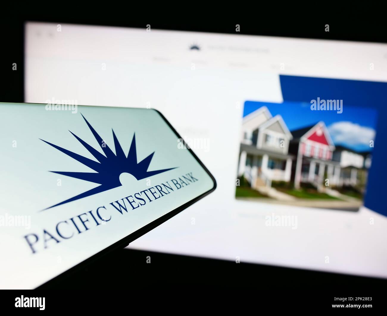 Smartphone with logo of American banking company PacWest Bancorp on ...
