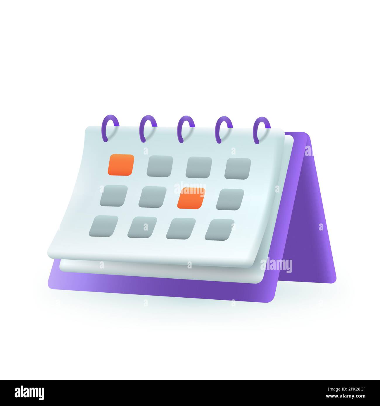 Desk calendar with marked dates 3d cartoon style icon Stock Vector ...